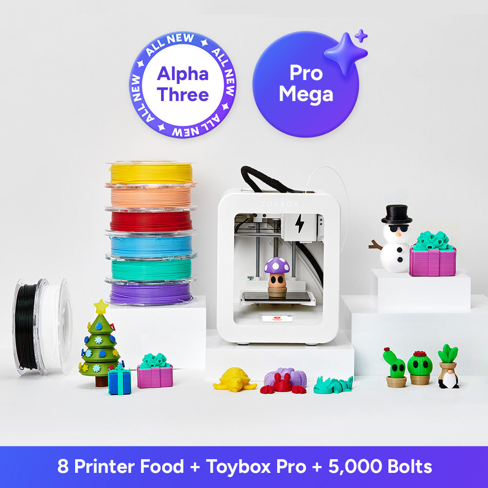 Toybox Alpha Three Pro Mega 3D Printer Bundle – Toybox Labs